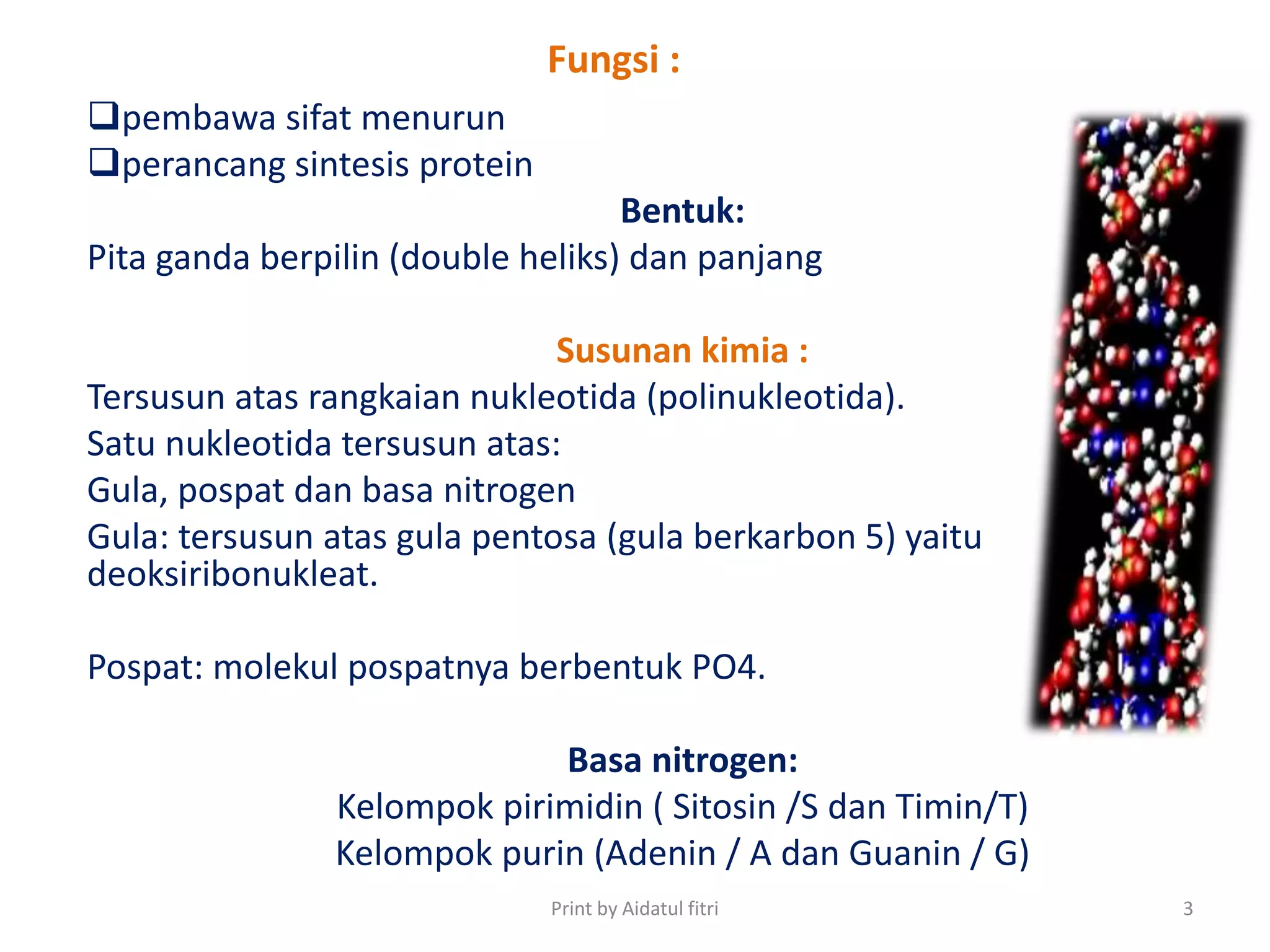 Dna, gen, dan kromosom | PPTX