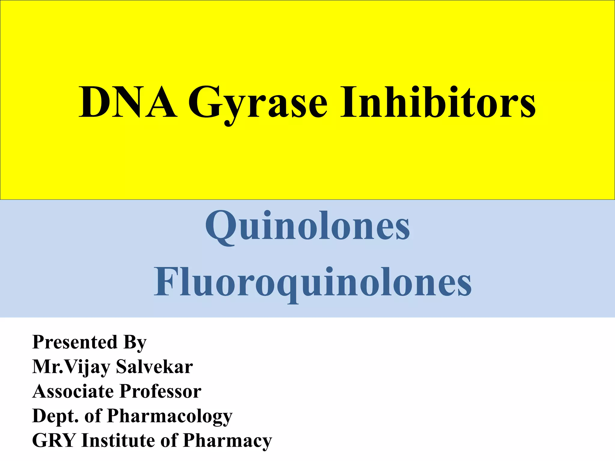 DNA Gyrase Inhibitors -quinolones and Fluoroquinolones.pptx | Infectious Diseases | Diseases and ...