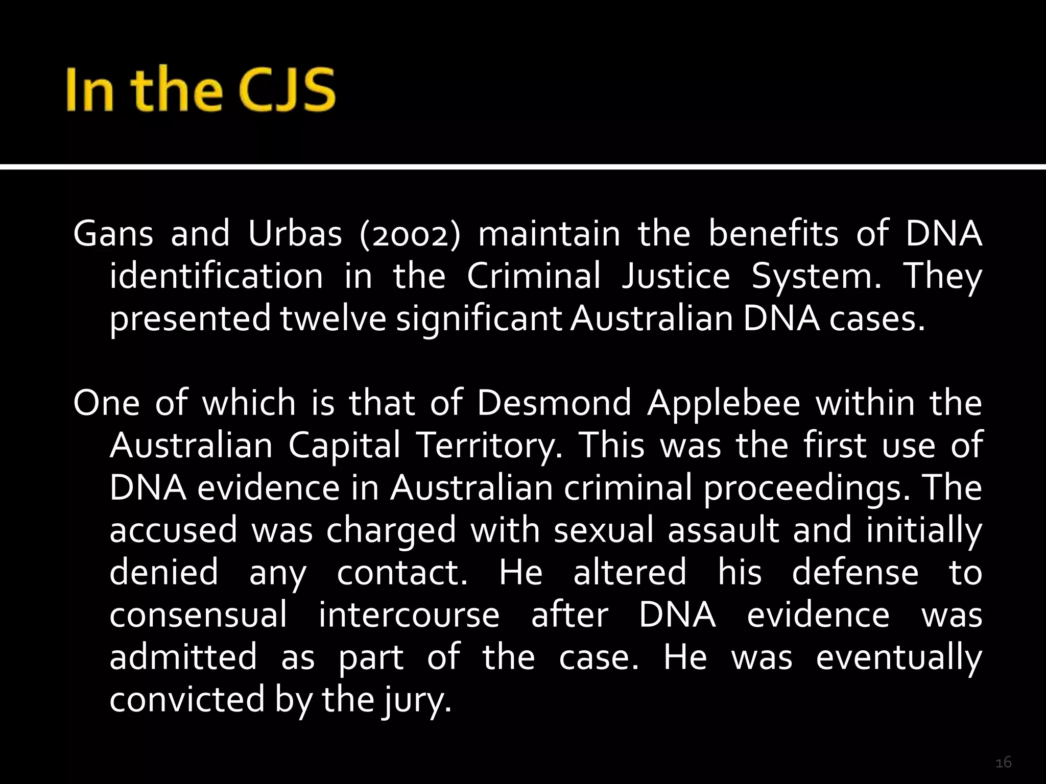 Dna in criminal justice_complete slides | PPTX