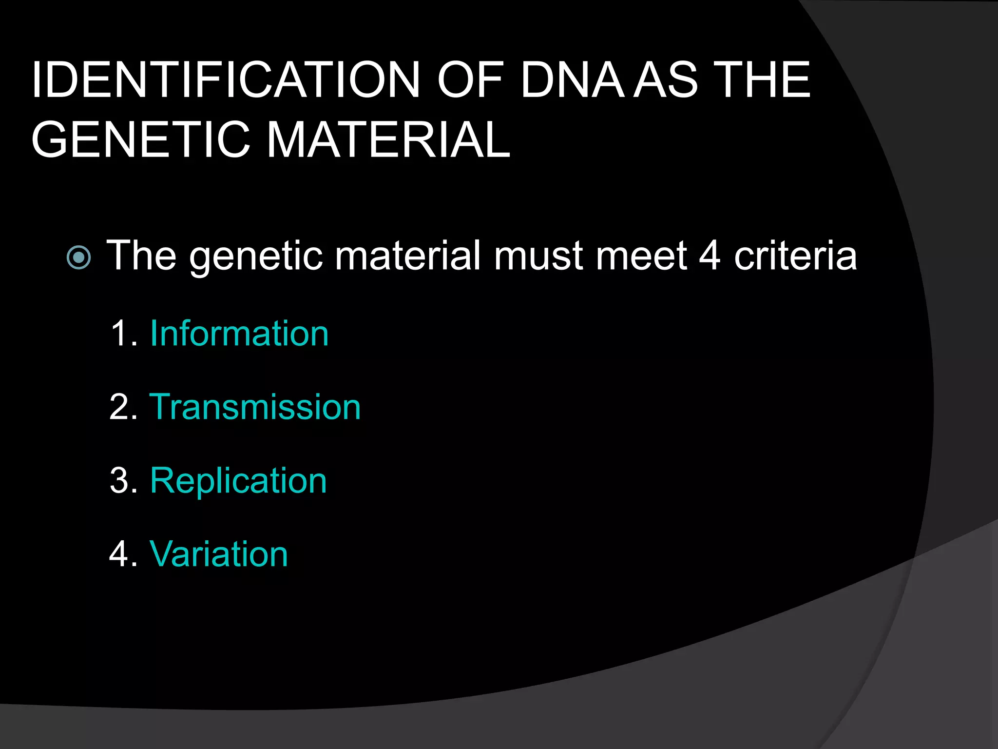 DNA as a Genetic Material | PPT