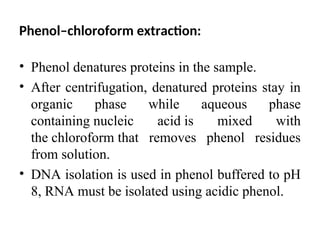 DNA Isolation Methodsand characteristics | PPT
