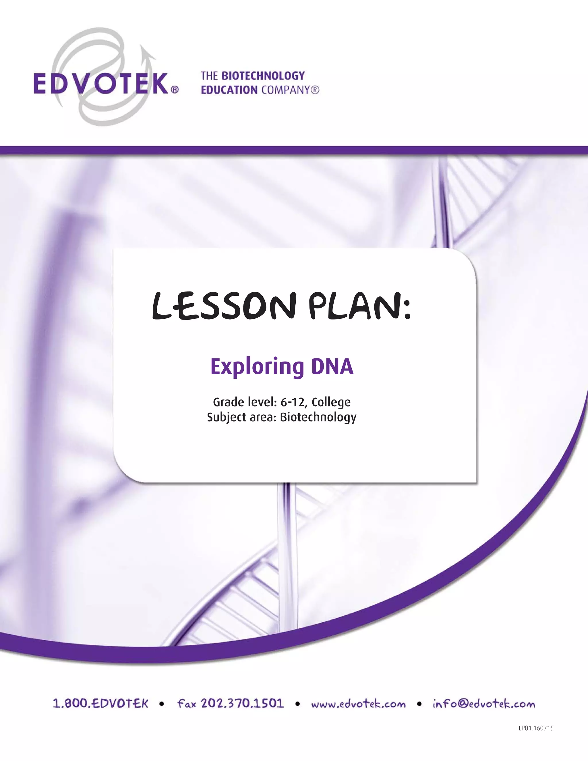 Exploring DNA Lesson Plan | PDF