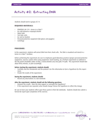 Exploring DNA Lesson Plan | PDF