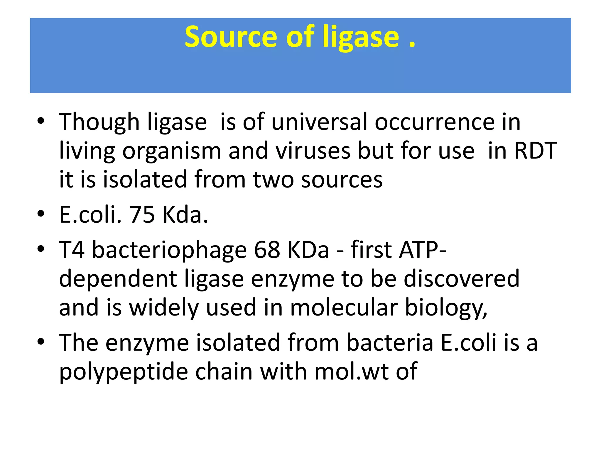 DNA ligase enzymes | PPT