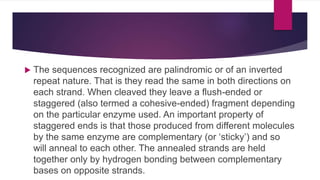 DNA MANIPULATION.pptx Restriction Endonucleases | PPTX