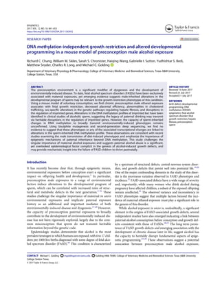 Dna methylation independent growth restriction and altered developmental programming in a mouse ...