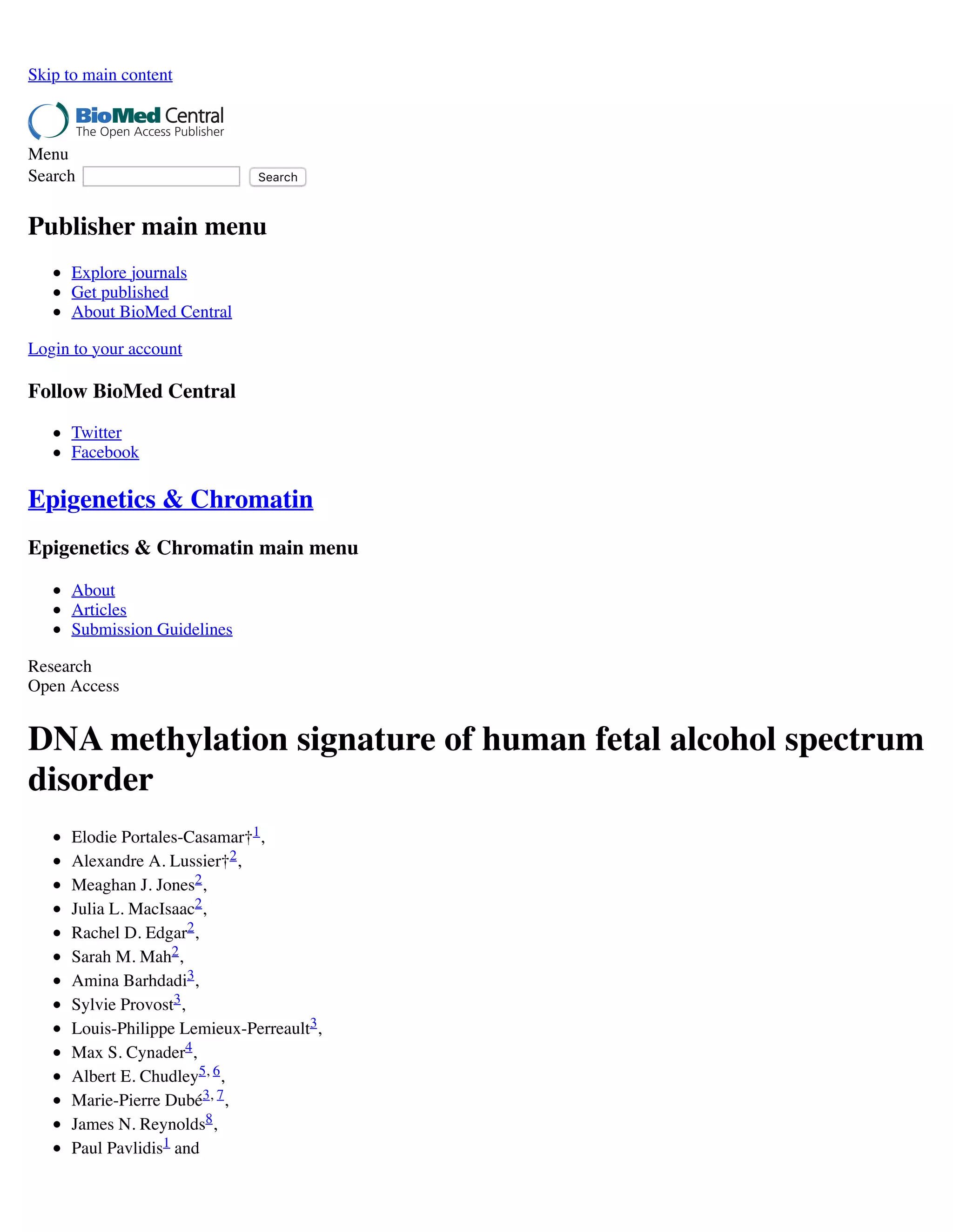 Dna methylation signature of human fetal alcohol spectrum disorder ...