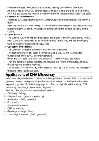 DNA Microarray analysis in proteomics bio informatics | DOCX | Chemistry | Science