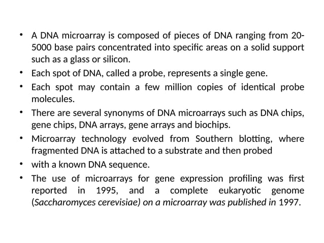 Power Point lecture slides on DNA microarray | PPT
