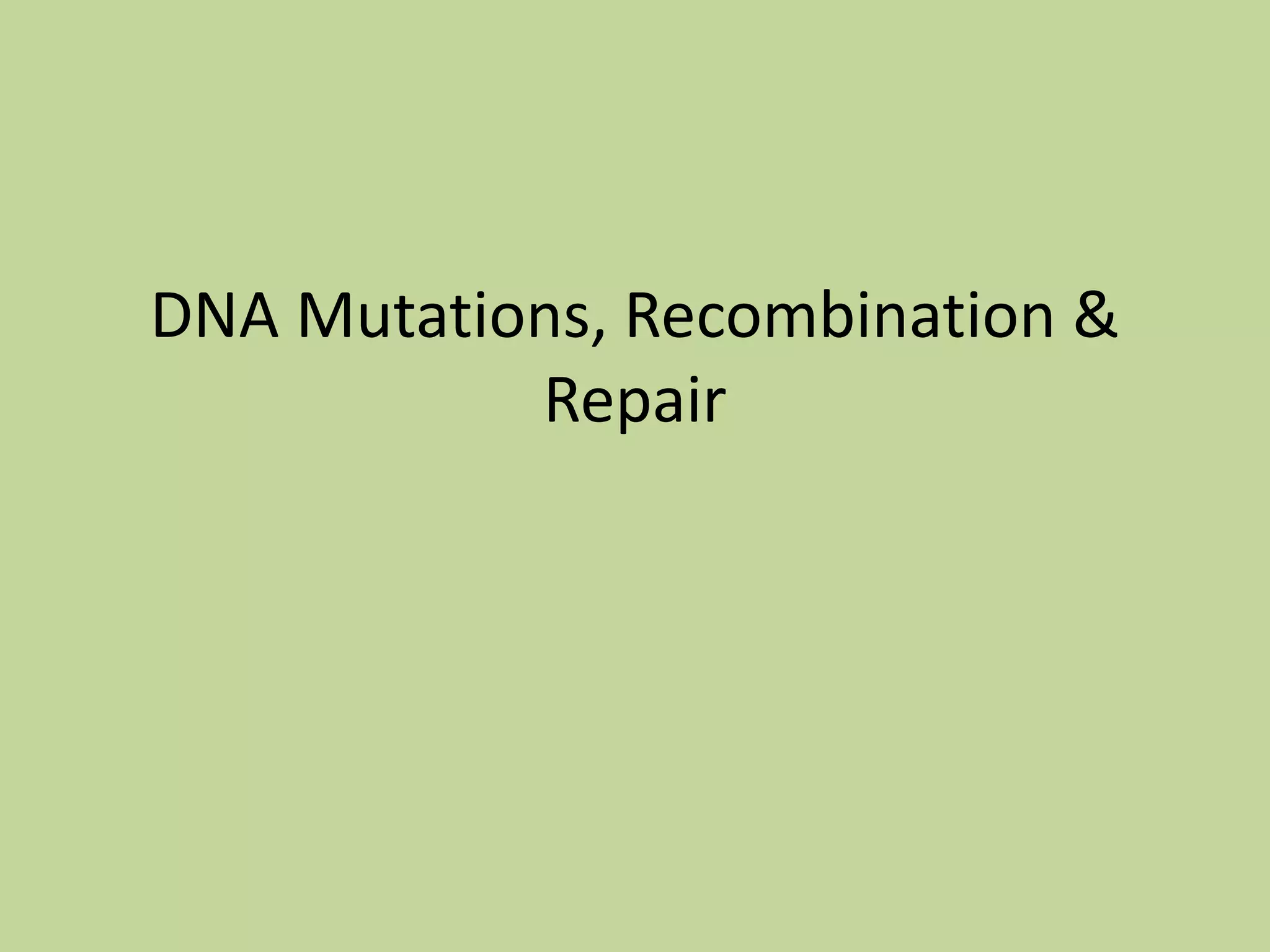 Dna mutations, recombination & repair | PPTX