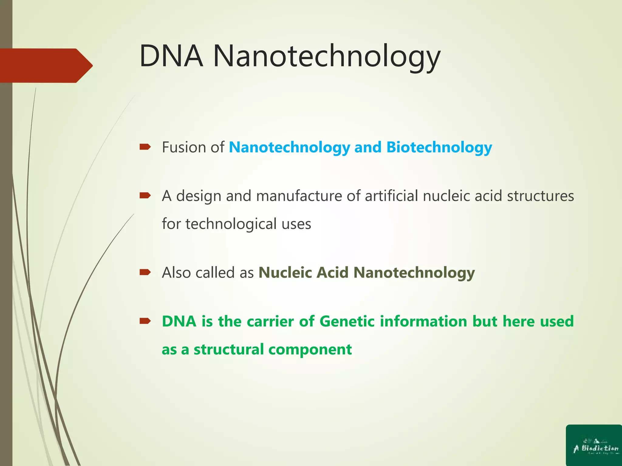 DNA Nanotechnology: Concept and its Applications | PPTX