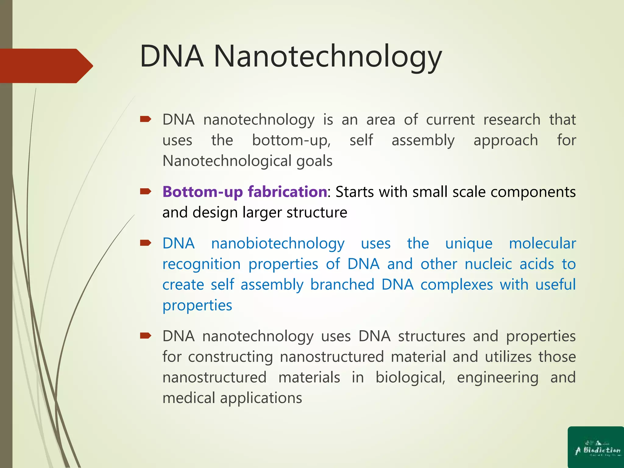 DNA Nanotechnology: Concept and its Applications | PPTX