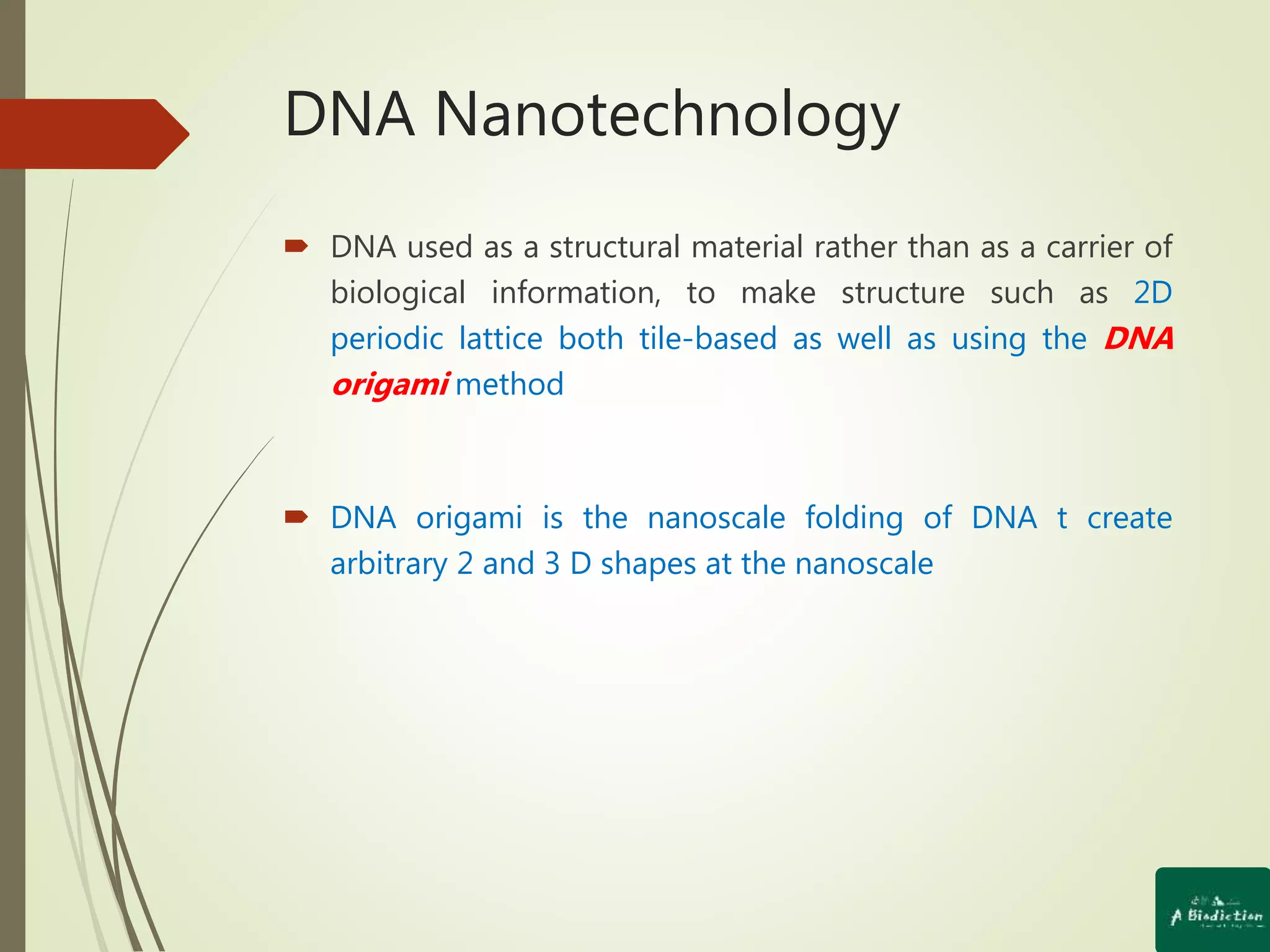 DNA Nanotechnology: Concept and its Applications | PPTX