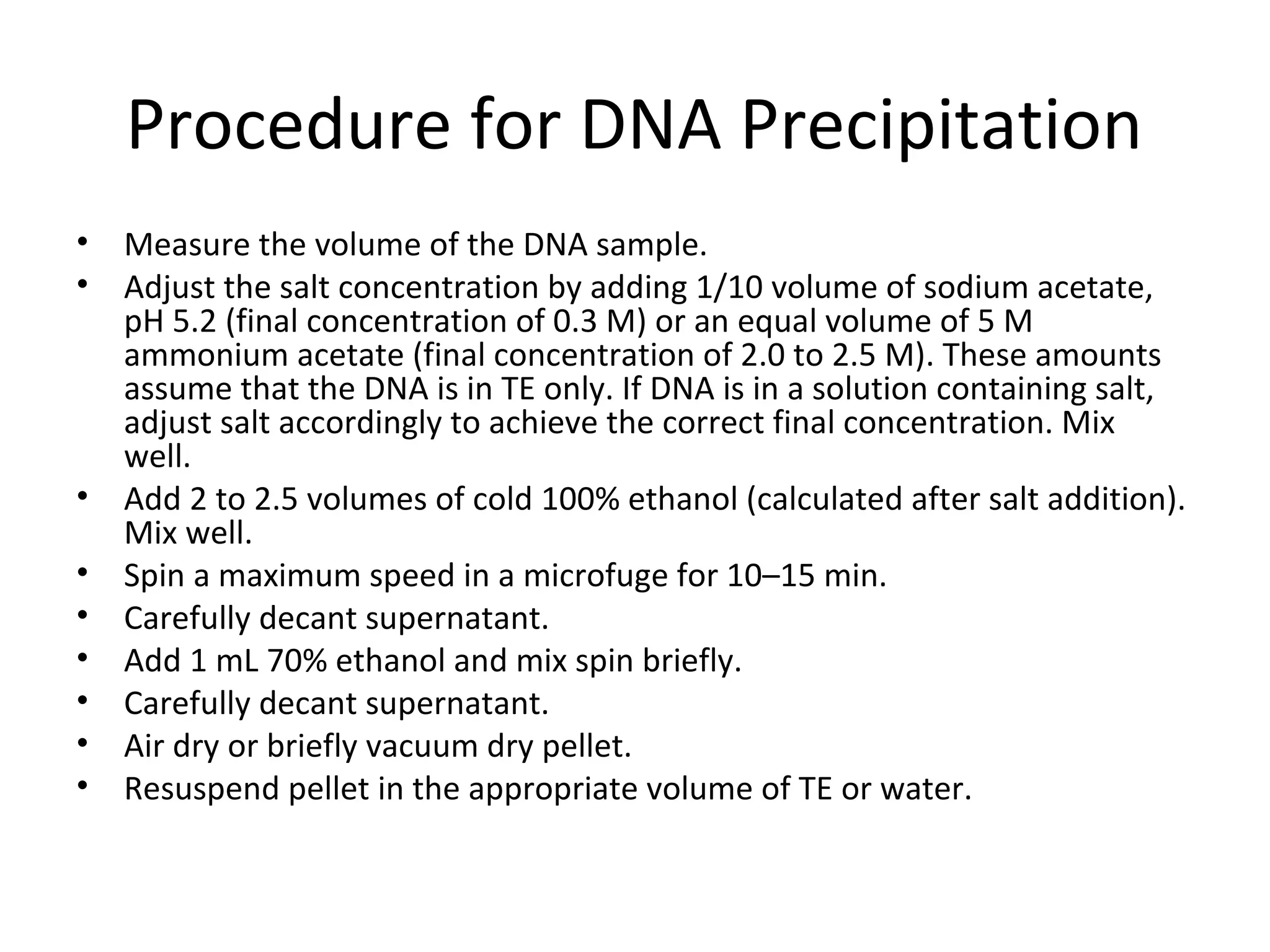DNA Precipitation Methods & Principle | PPT