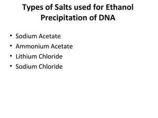 DNA Precipitation Methods & Principle | PPT