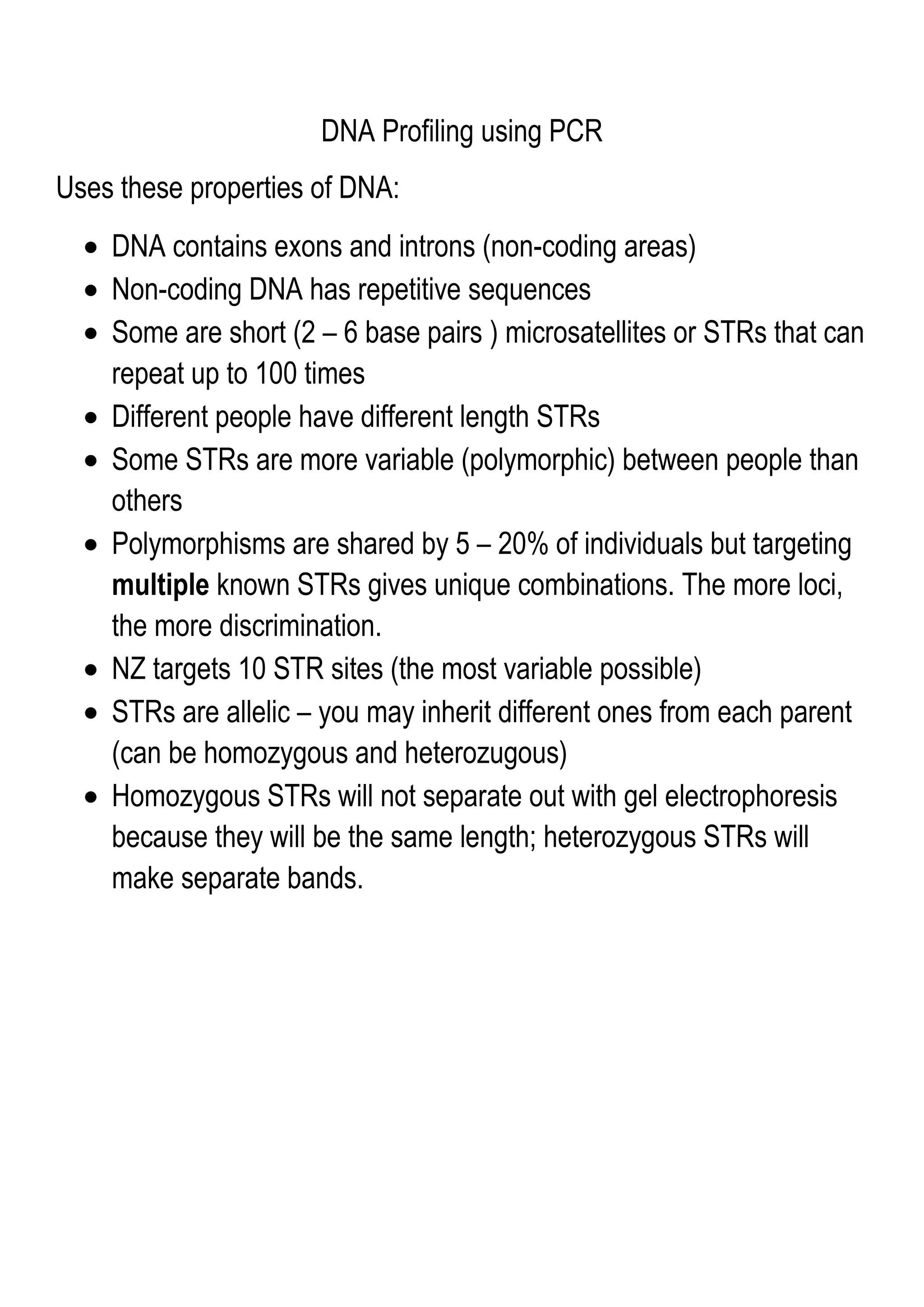 Dna Profiling Using Pcr Notes | PDF