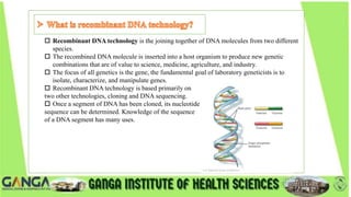 DNA Recombinant technology and uses .ppt