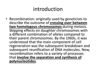 DNA Recombination: basics and its all types | PPTX