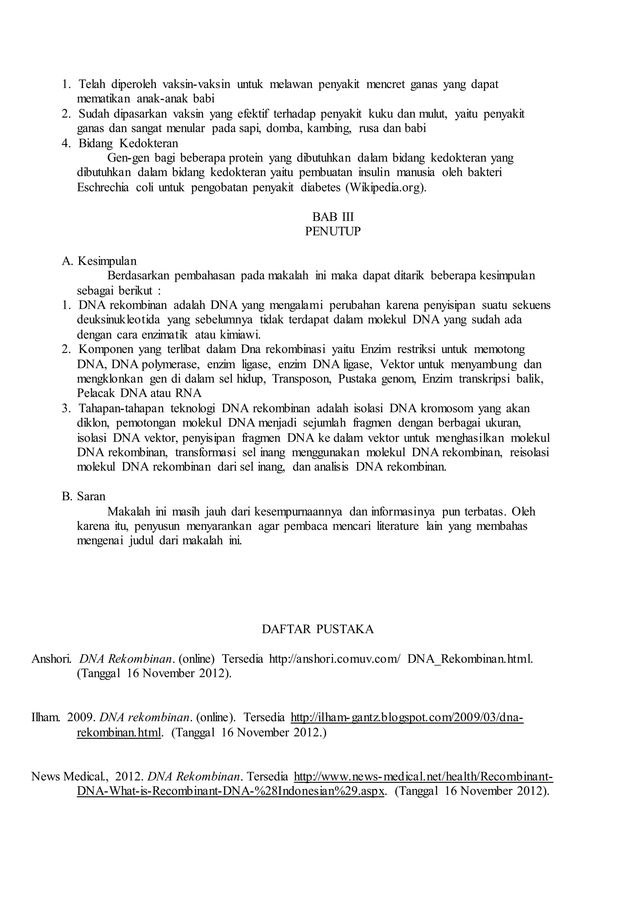 Dna rekombinan | DOCX