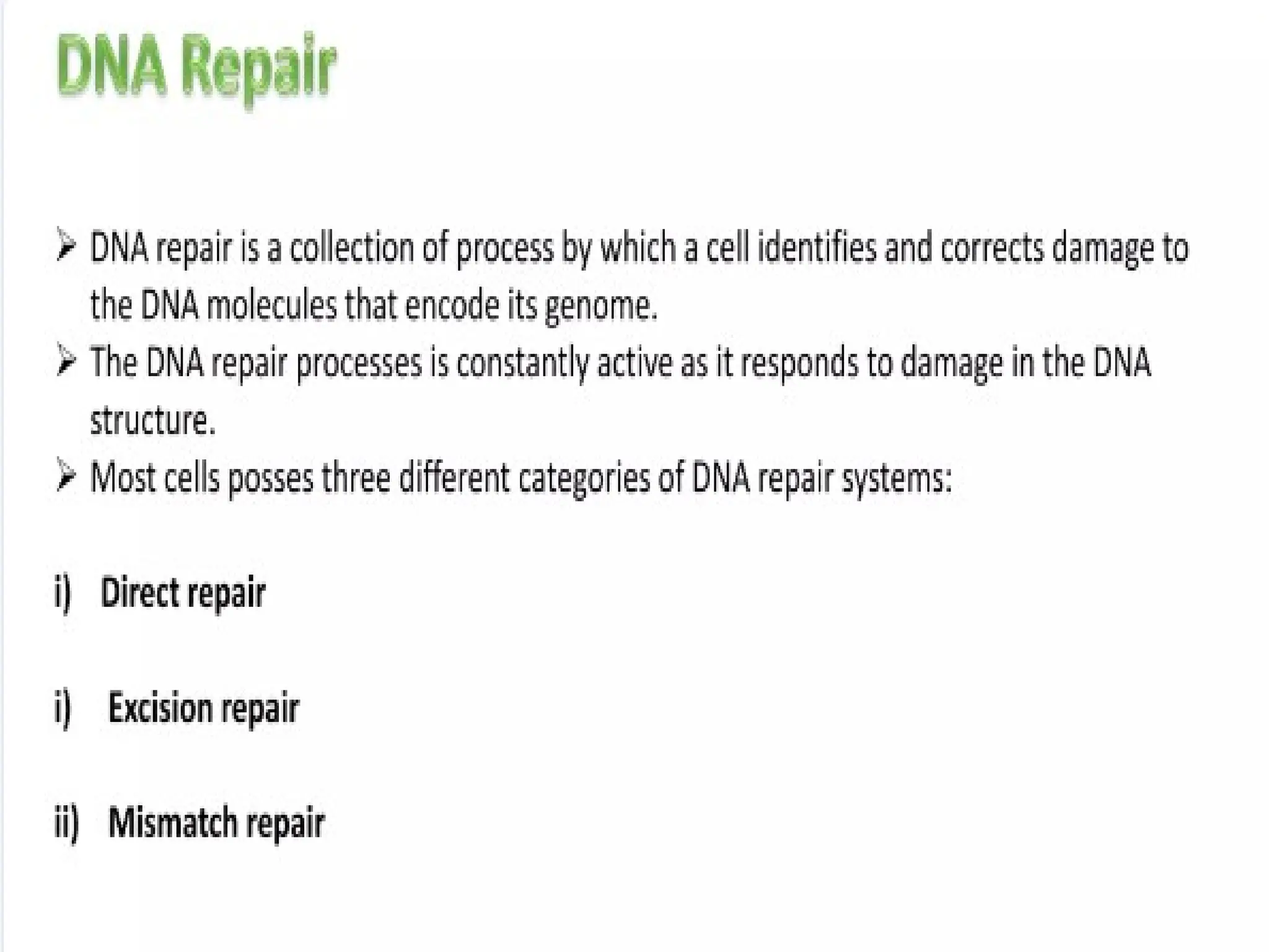 DNA Repair definition, mechanisms of DNA repair | PPT
