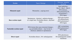 DNA repair mechanism - Brief description, causes and cure | PPTX