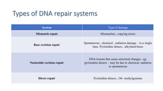 DNA repair mechanism - Brief description, causes and cure | PPTX