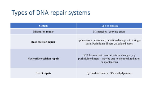 DNA repair mechanism - Brief description, causes and cure | PPTX