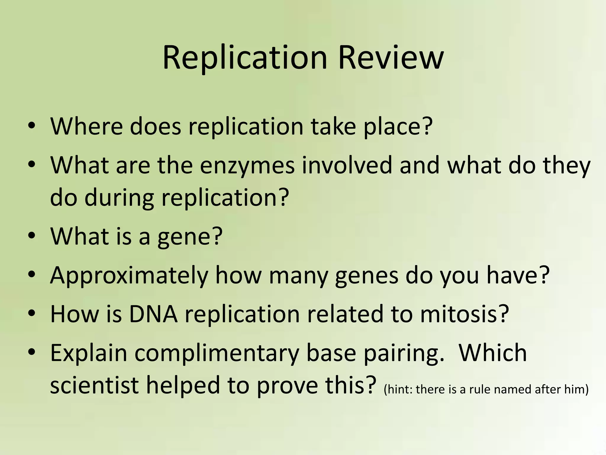 Dna replication bio10 | PPTX