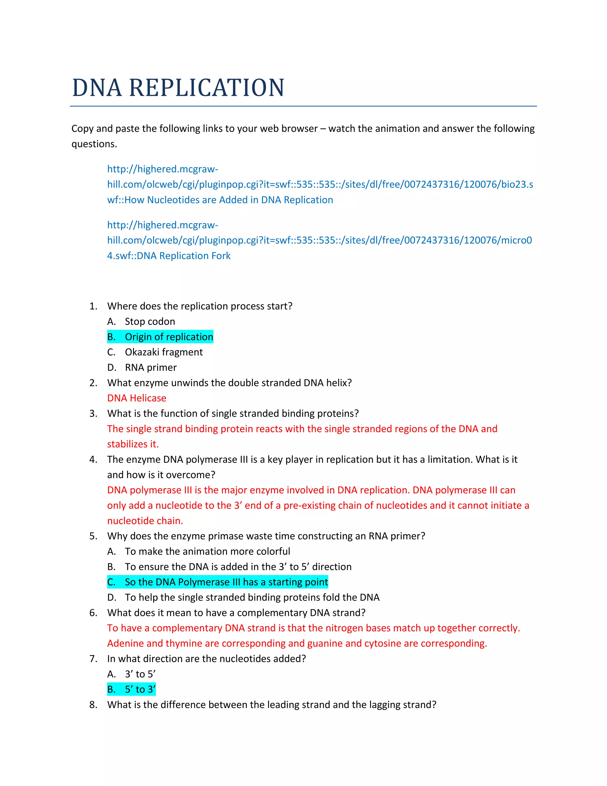 Dna replication activity | DOCX
