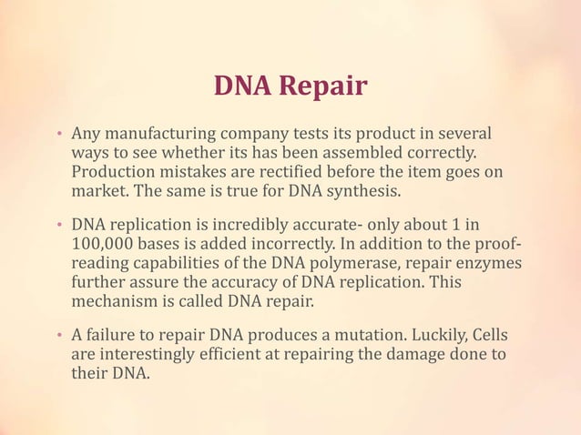 DNA replication and repair | PPTX | Chemistry | Science