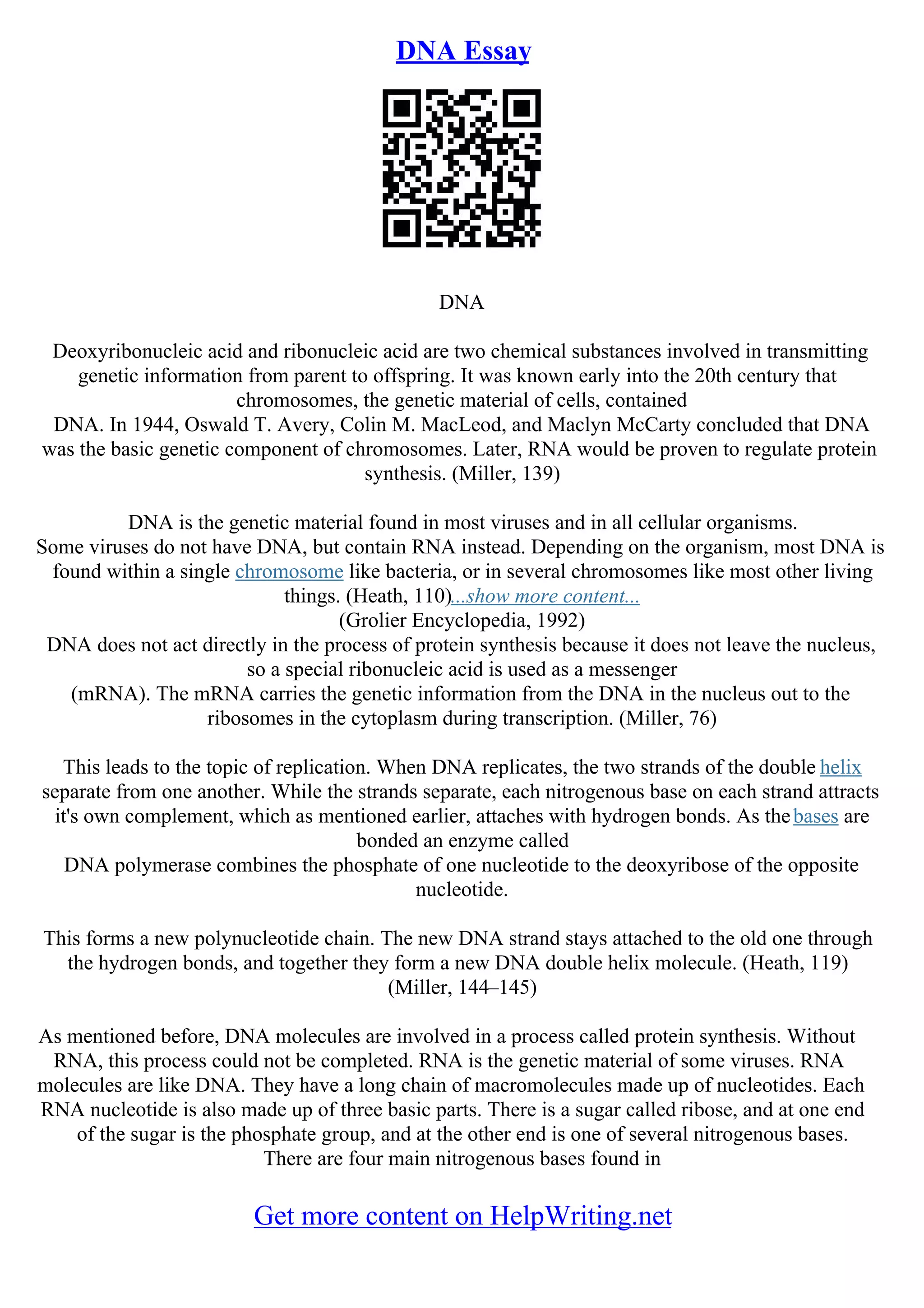 Dna Replication Essay | PDF