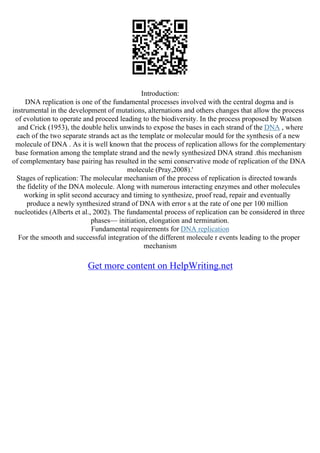 Dna Replication Essay | PDF