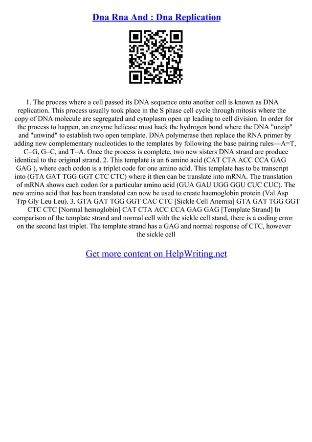 Dna Replication Essay | PDF