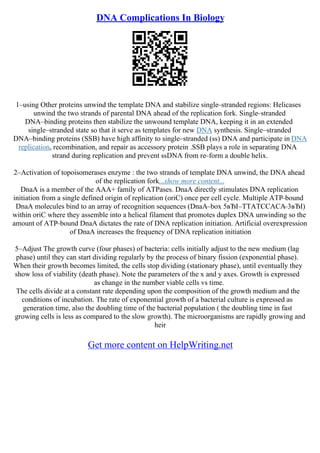 Dna Replication Essay | PDF