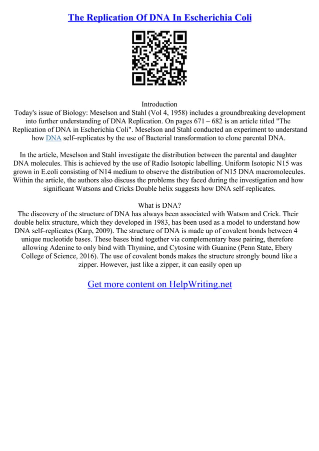 Dna Replication Essay | PDF