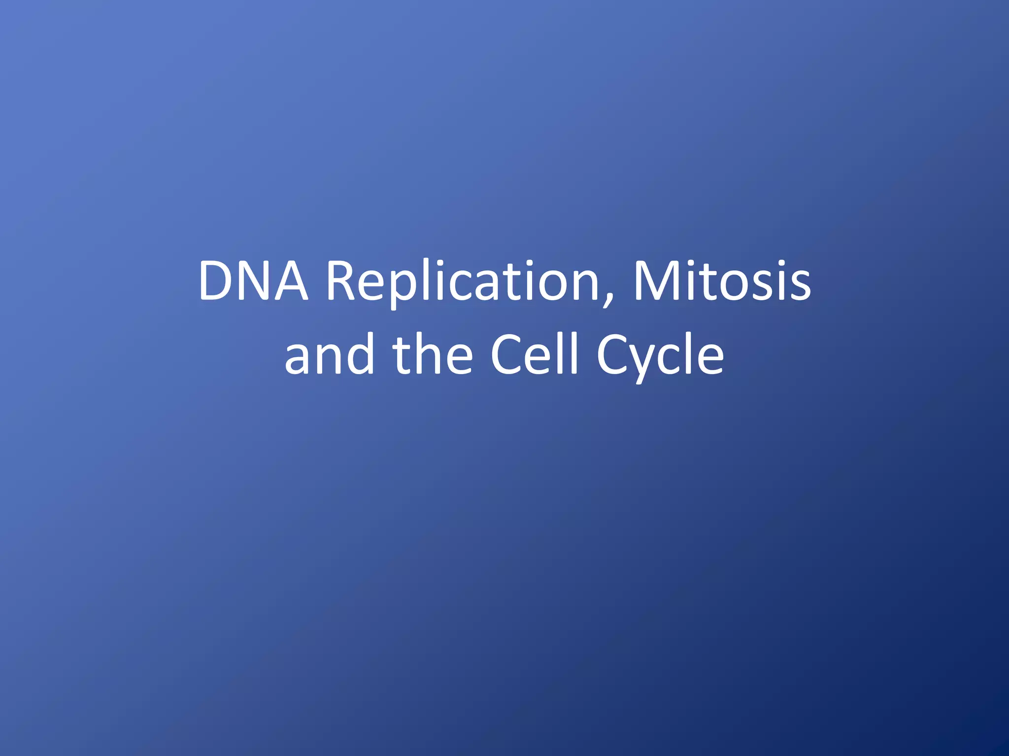 Dna replication, mitosis and the cell cycle | PPTX