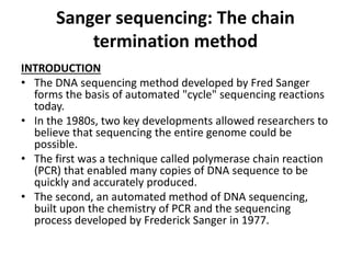 DNA Sequencing- Sanger's Method | PPTX