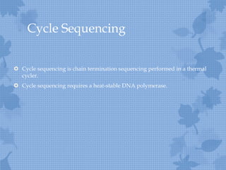 Dna sequencing AND ANALYSIS | PPT