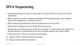 Dna sequencing methods | PPTX