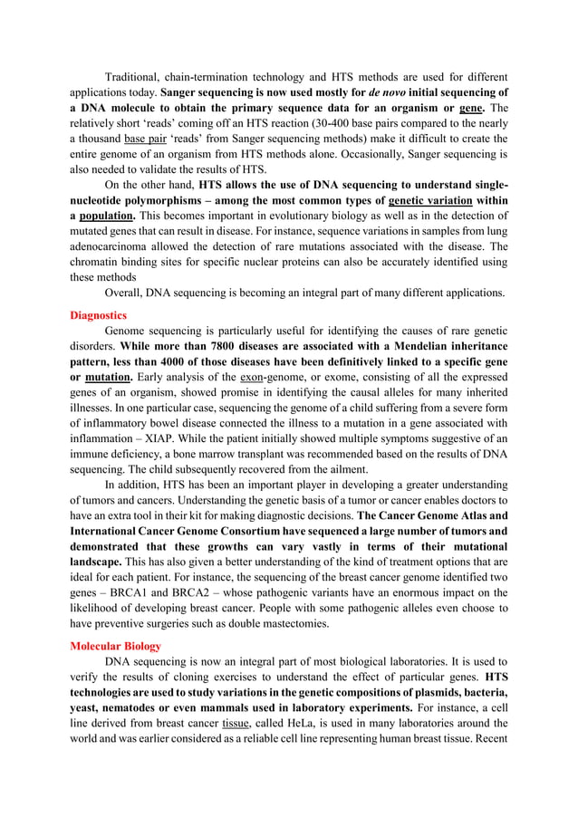 -DNA Sequencing Notes.pdf | Biological Sciences | Science