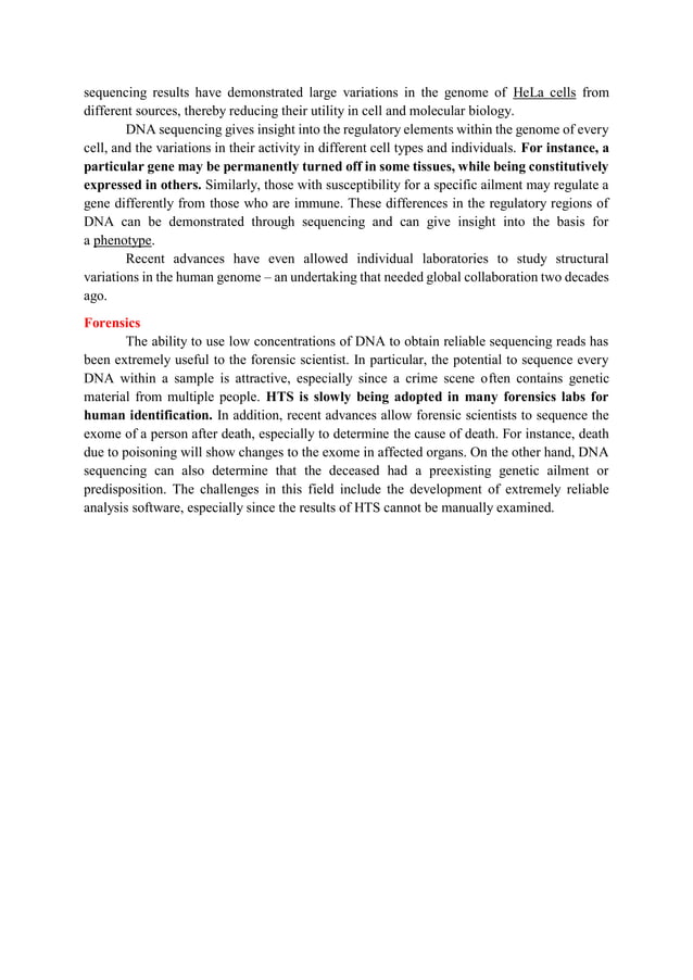 -DNA Sequencing Notes.pdf | Biological Sciences | Science