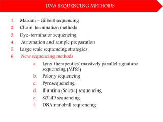 Dna sequening | PPTX | Chemistry | Science