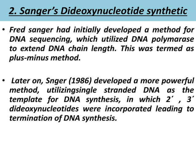 Dna synthesis & sequencing | PPTX