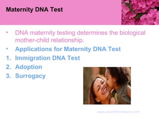 DNA Testing | PPT | Pregnancy | Reproductive Health