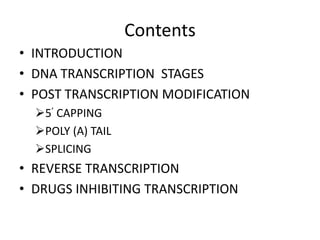 DNA Transcription (Pharmaceutical Biotechnology) | PPTX