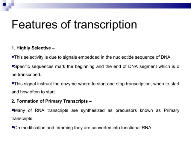 DNA transcription & Post Transcriptional Modification | PPT | Biological Sciences | Science