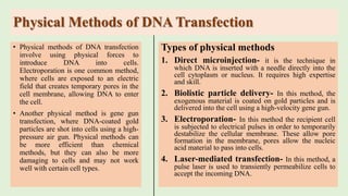 DNA Transfection in Animal tissue culture and its methods.pptx