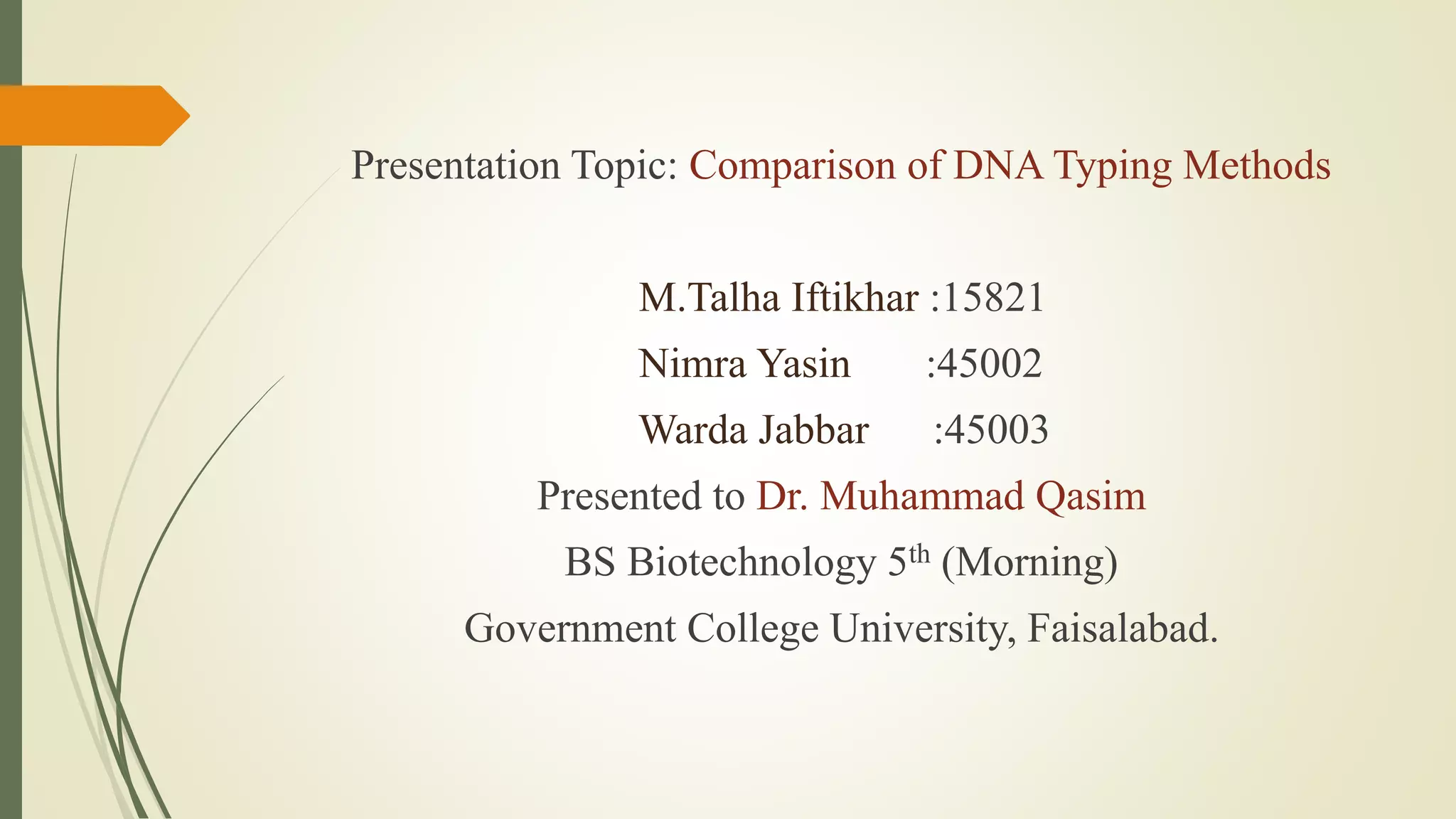Dna typing methods | PPTX