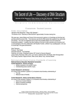 Dna vid lesson plan | PDF