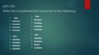 DNA vs RNA with good activity and engage | PPTX